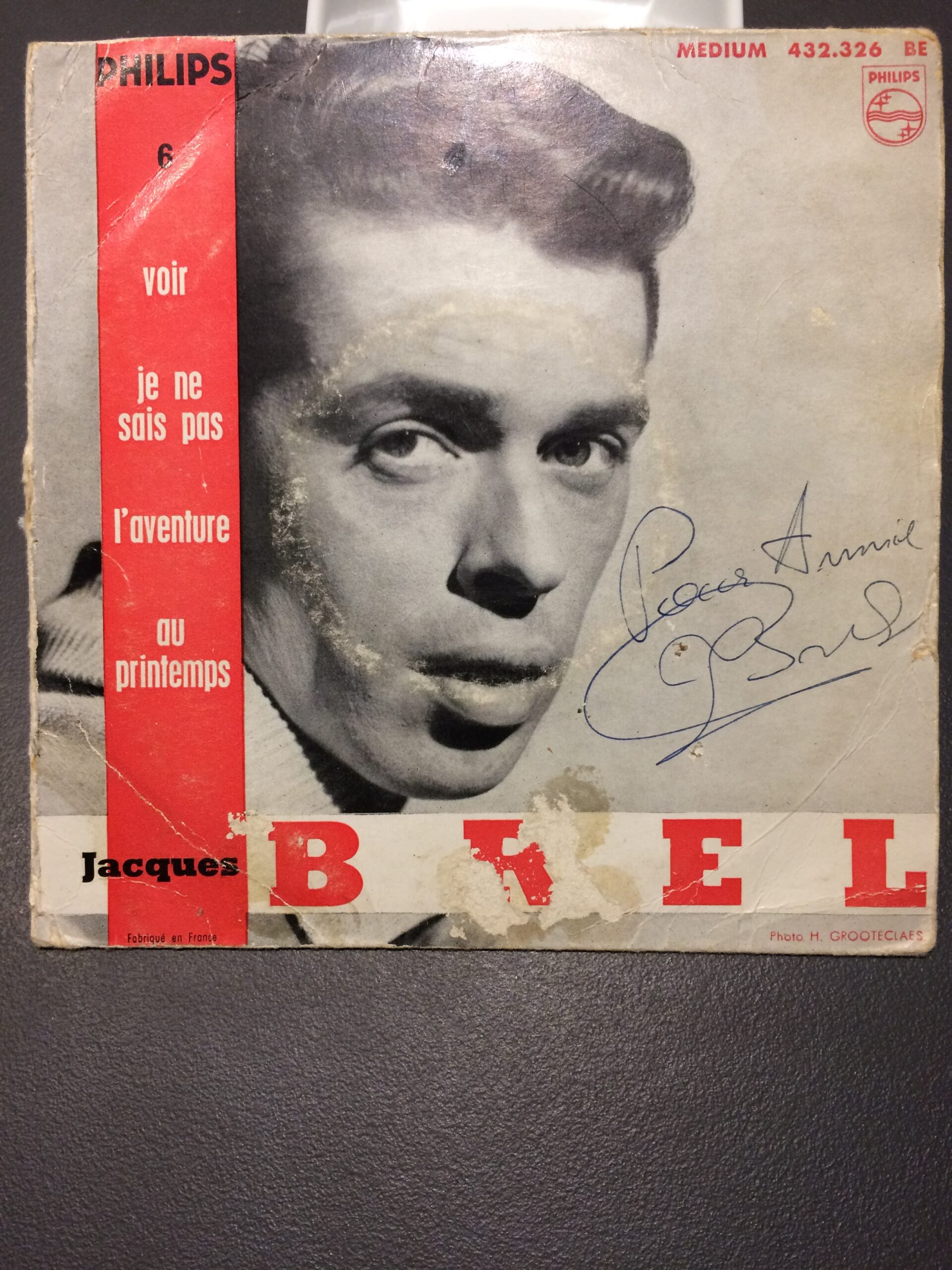 45t Jacques Brel dédicacé